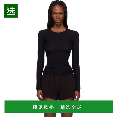 1h可退 香港直邮Baserange 女士 黑色 Heart 长袖 T 恤 TOHLSRB00