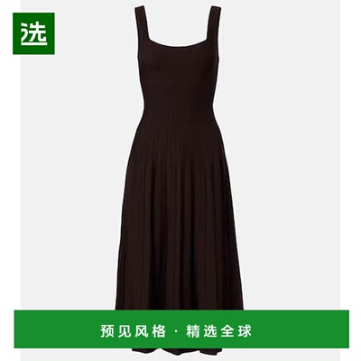 1h可退 香港直邮Staud 女士 Ellison 褶裥针织中长连衣裙