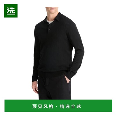 香港直邮VINCE 男士T恤 M05196453A001 AW2024 黑色 长袖Polo衫
