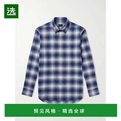 1h可退 香港直邮Brioni 布里奥尼 男士 格纹棉质法兰绒衬衫 SCAY0
