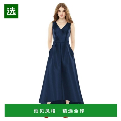 1h可退 【美国直邮】Alfred Sung|无袖百褶裙高低裙配口袋