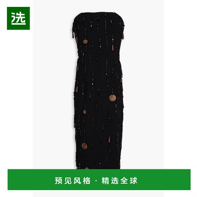 1h可退 香港直邮16arlington 女士 Minelli 无肩带精饰绉纱中长连