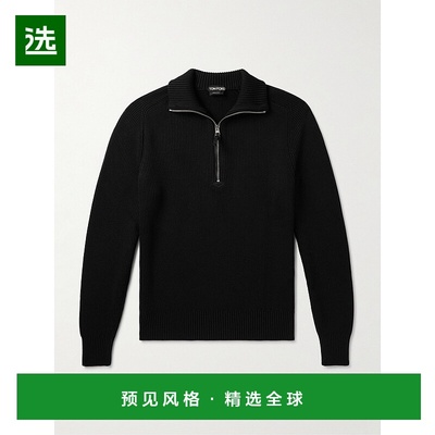 香港直邮1h可退 Tom Ford 汤姆·福特 男士 修身罗纹真丝美利奴羊