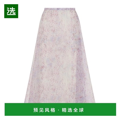 1h可退 香港直邮Alberta Ferretti 女士 印花欧根纱中长半身裙 A0