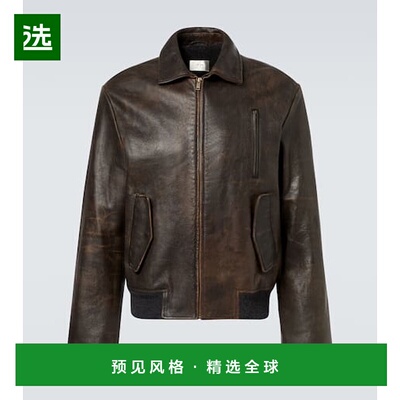 1h可退 香港直邮The Row 男士 Akia 皮革夹克 brown棕色 舒适时尚