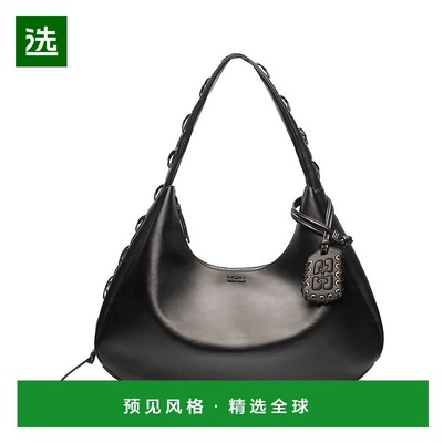 1h可退 香港直邮GANNI 甘尼 女士 拉链单肩包 A6639 black黑色 舒