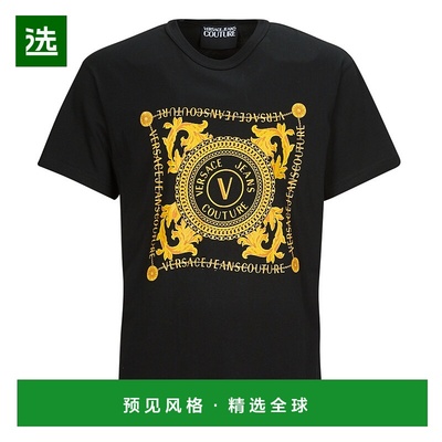 欧洲直邮Versace Jeans Couture 男士 GAHF07 短袖T恤 黑色