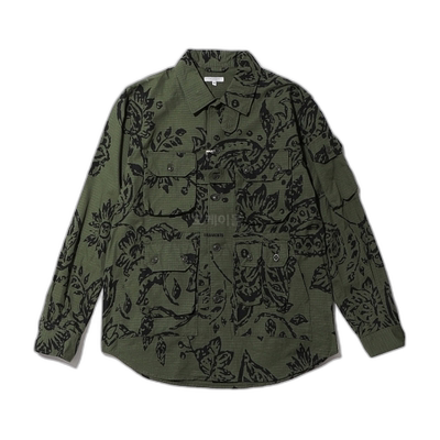 韩国直邮Engineered Garments Explorer 衬衫夹克 橄榄色花卉印花