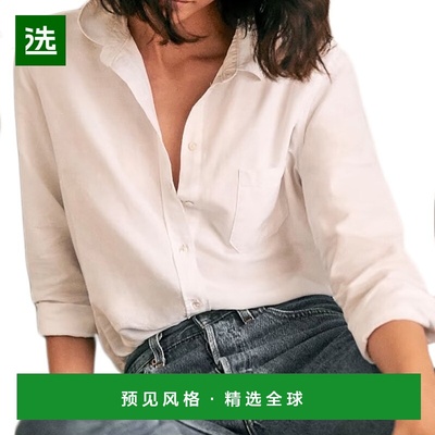 欧洲直邮Sezane女士衬衫白色TOMBOY有机棉长袖休闲时尚纯色百