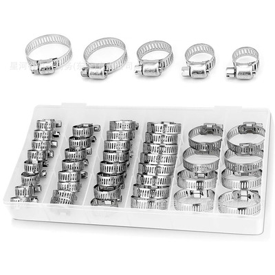 40pcs 201不锈钢美式喉箍 盒装卡箍组合 半钢卡圈抱箍