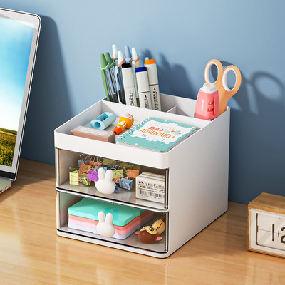 Plastic storage box, desktop drawer style cosmetics shelf,