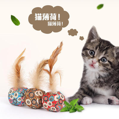 Flower cloth feather teasing cat toy, pet cat toy can be se