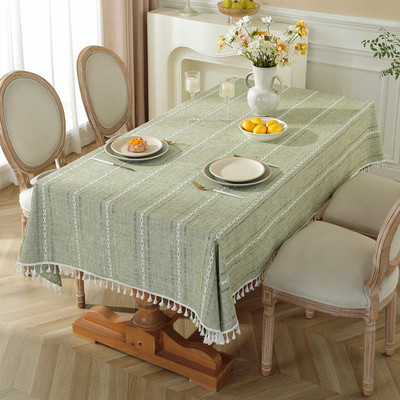 Nordic tablecloth cotton linen checkered coffee table cloth