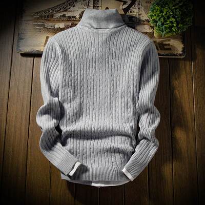 Male Sweater Winter Pullover Turtle Neck Men s Jumper White
