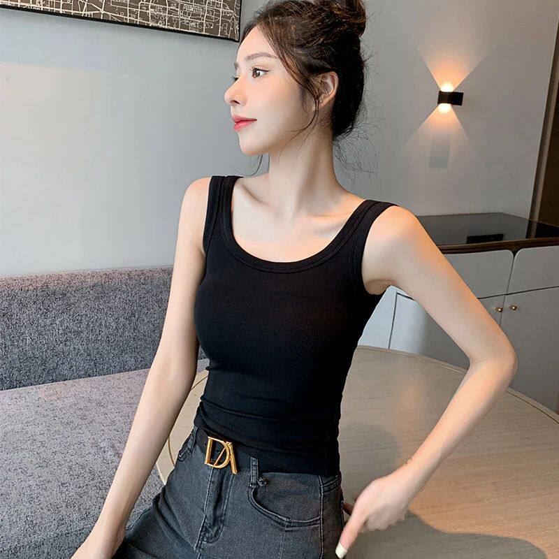 美梦纯棉黑色吊带背心内搭螺纹紧身美背外穿法式无袖U领上衣2026