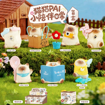 正版猫猫PAI小陪伴日常盲盒摆件可爱暹罗猫桌面萌宠手办生日礼物