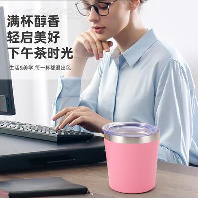 尚不z锈盛翔钢时8o12oz牛奶杯便携随行迷你咖啡杯简约保喷塑温随