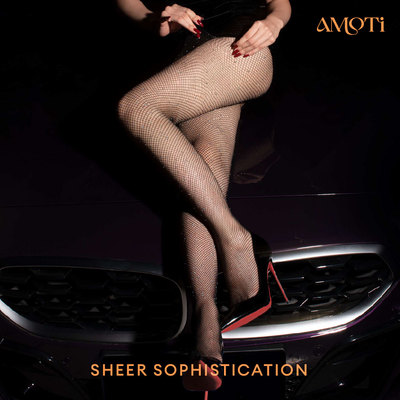 AMOTi 缇 心灵感触 -绚[洞幽]镂空超薄性感烫钻渔网袜百搭黑丝袜