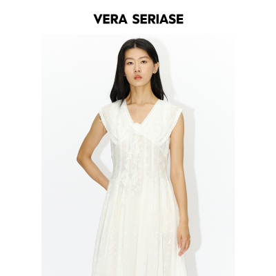 【Vera Seriase设计师品牌】2026春季新款学院风米白无袖连衣裙