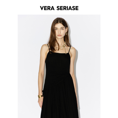 【Vera Seriase设计师品牌】2026夏季新款修身黑色收腰吊带连衣裙