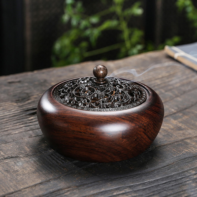 黑檀实木香炉沉香茶道禅意胡桃木