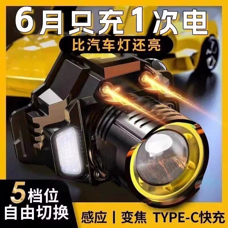 吉须精工激光强光头灯大功率远射充电式户外大容量锂电手电筒矿灯