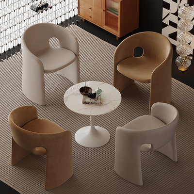 网红轻奢餐椅洽谈桌椅组合一桌两椅化妆椅单人沙发椅美容院样品屋