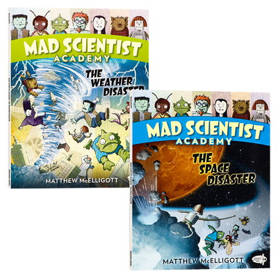 疯狂科学学院系列漫画2册 太空危机 天气危机 英文原版绘本 Mad Scientist Academy The Space Disaster The Weather Disaster全彩
