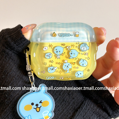 可爱蓝色酷儿带挂件耳机壳