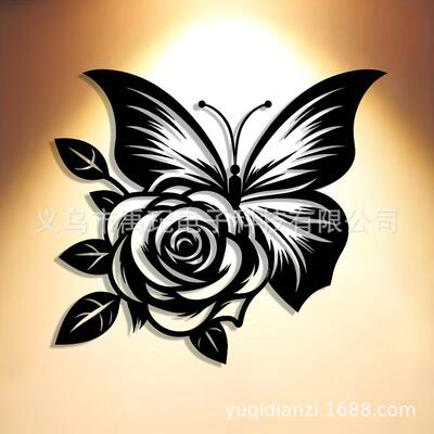 teu爆款铁蝴蝶花室内客艺厅装饰金属悬挂饰装黑m剪影金属cjl222工