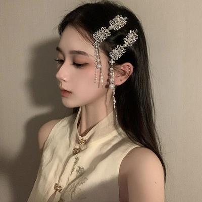 BXA珍珠流苏苗疆发夹刘海夹