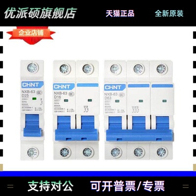 正泰 NXB-63 D型1P 2P 3P 4P电机专用 动力型 空气开 关32a63a125