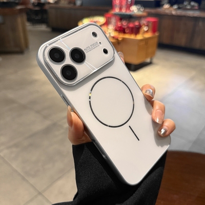 细圈磁吸适用苹果17pro手机壳iphone16promax新款极光大视窗15纯色14PM情侣简约高级air全包镜头膜13保护套女