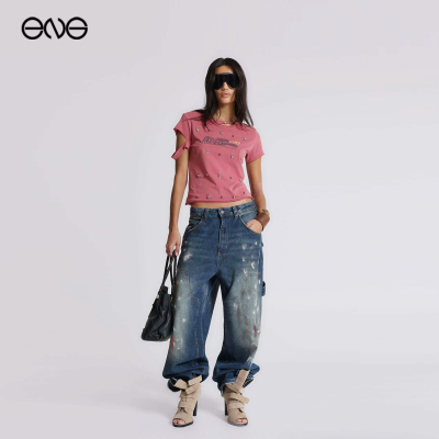 【ENG】JADED LONDON复古做旧铆钉破洞短袖T恤上衣女装新品26夏