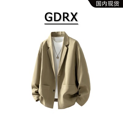 GDRX美式休闲垂感西装夹克男士秋季新款潮流时尚痞帅宽松上衣外套