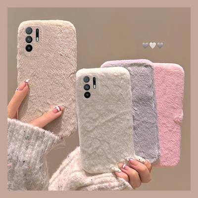 简约纯色适用oppoa3pro手机壳a2x保暖a1小众a97毛茸茸a96毛绒a95硅胶a93a91a72a58a57a52a32a11a9a31a8a5秋冬