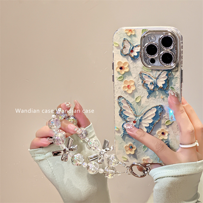 油画蝴蝶适用vivoxfold3pro手机壳xfold2高级感xflip小众vivo网红vovo折叠屏挂链vivi手提+十硅胶软壳超仙女p