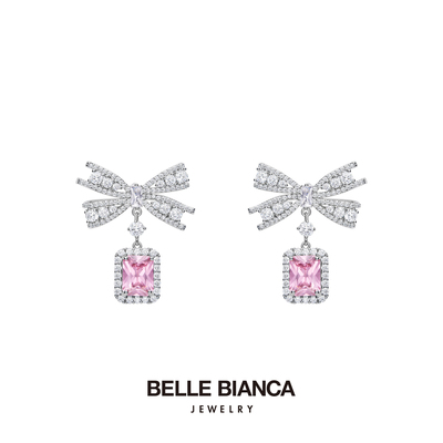 BELLEBIANCA蝴蝶结方石耳环