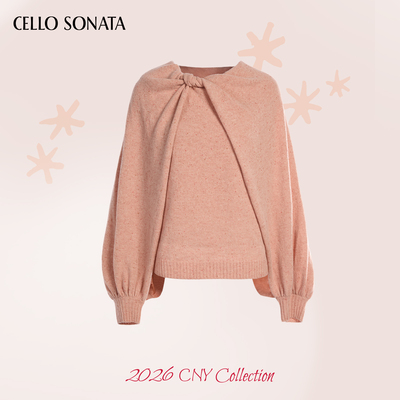 【新款】Cello Sonata马年限定粉色全羊毛斗篷上衣针织衫新年礼服