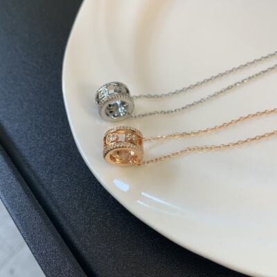 张艺兴同款满钻镂空葫芦转运珠项链女18K玫瑰金轻奢高级感锁骨链