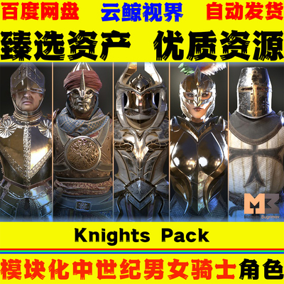 UE5.6+虚幻5角色 Knights Pack 中世纪暗黑男女盔甲骑士人物模型