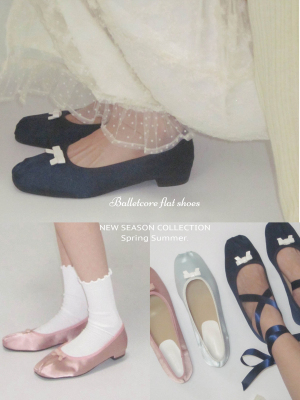 wddyshoes 手工鞋 丝绸缎面质感微闪系带褶皱可爱蝴蝶结芭蕾鞋