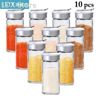 10pcs/set Seasoning Bottle Transparent Glass Seasoni