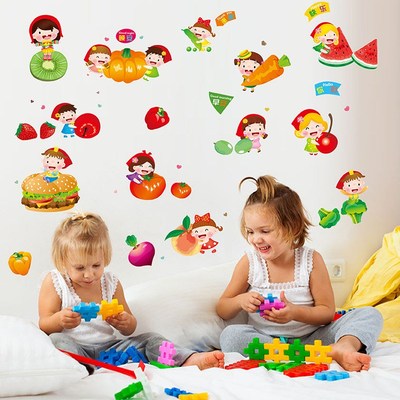 Cartoon vegetable fruit Children Wall Stickers For Kindergar