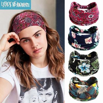 Fashion Vintage Cross Knot Turban Bandanas Wide Yoga Headban