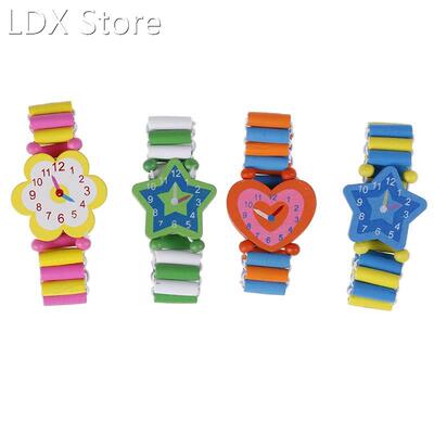 Babys Kids Cartoon Wooden Crafts Wristwatches Bracelet Watch