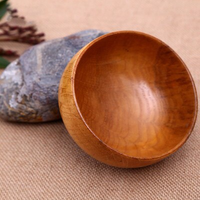 Wooden Bowl Salad Fruit Noodle-Rice Soup Kitchen Natural Han
