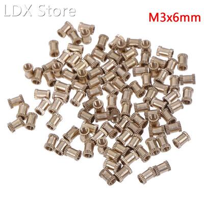100pcs M3x6mm Threaded Round Brass Knurl Thread Insert Nuts