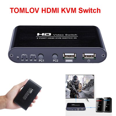 HDMI KVM Switch 2 Port Selector for 2 PC Sharing 1 HD Monit