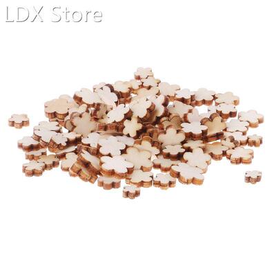 100pcs Cut Wood Plum blossom Embellishment Wooden Shape Craf